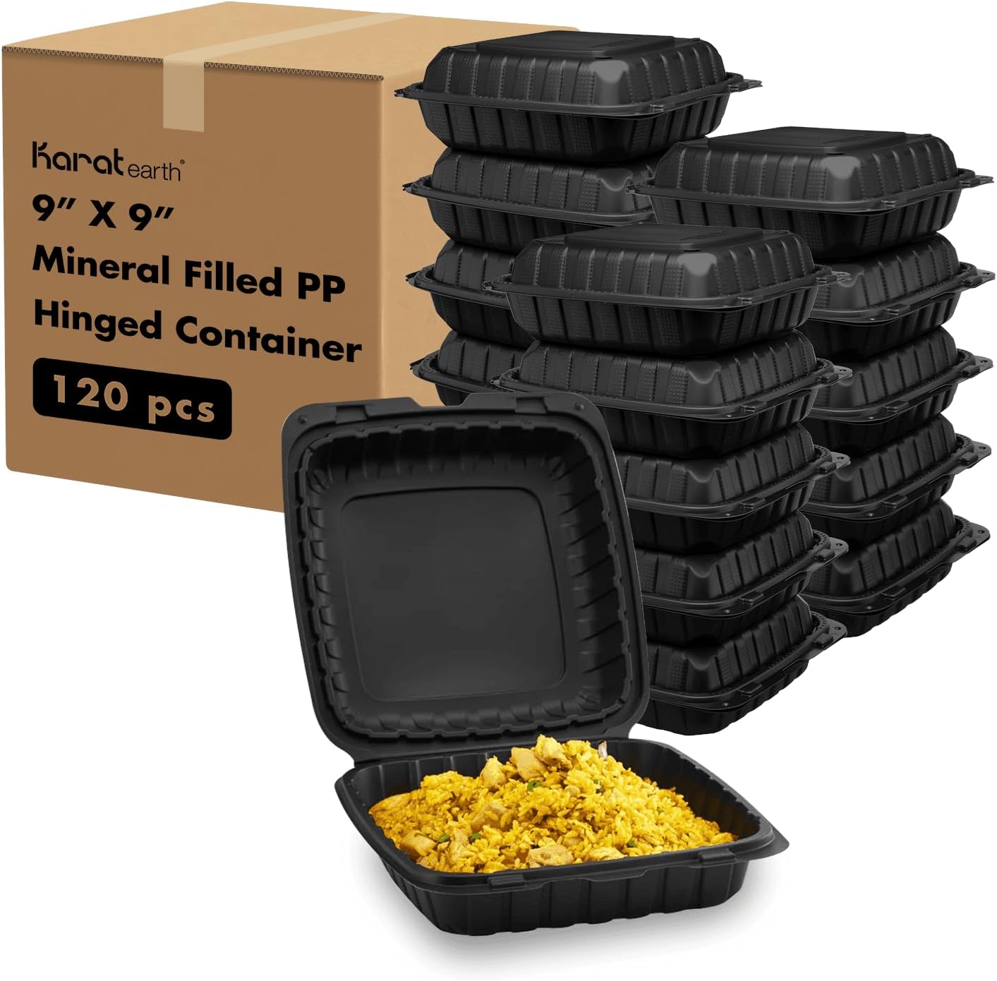 Amazon.com: 8" X 8" 3-Compartment To Go Food Take Out Containers Boxes ...