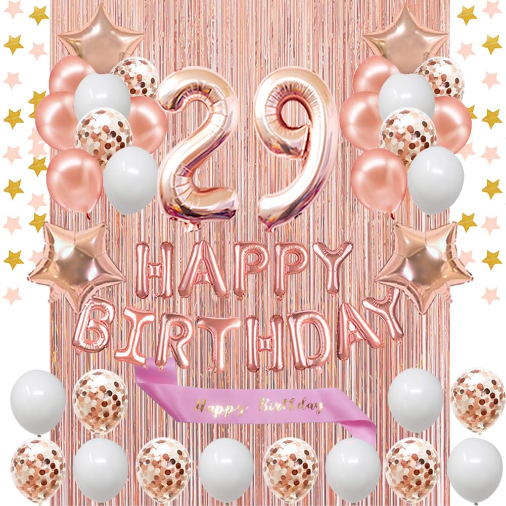Amazon.com: Fancypartyshop 29th Birthday Decorations - Rose Gold Happy ...