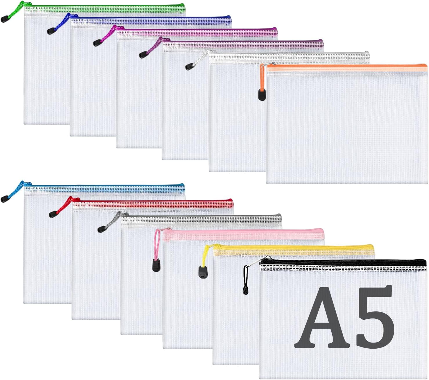 A3 pochette transparente zippée 12Pcs Pochette Document, 12 Couleurs ...