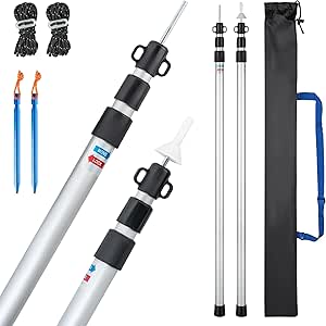 2er Set Zeltstangen Teleskopstange inkl. Heringe, Schüre und Tasche für Sonnensegel ...