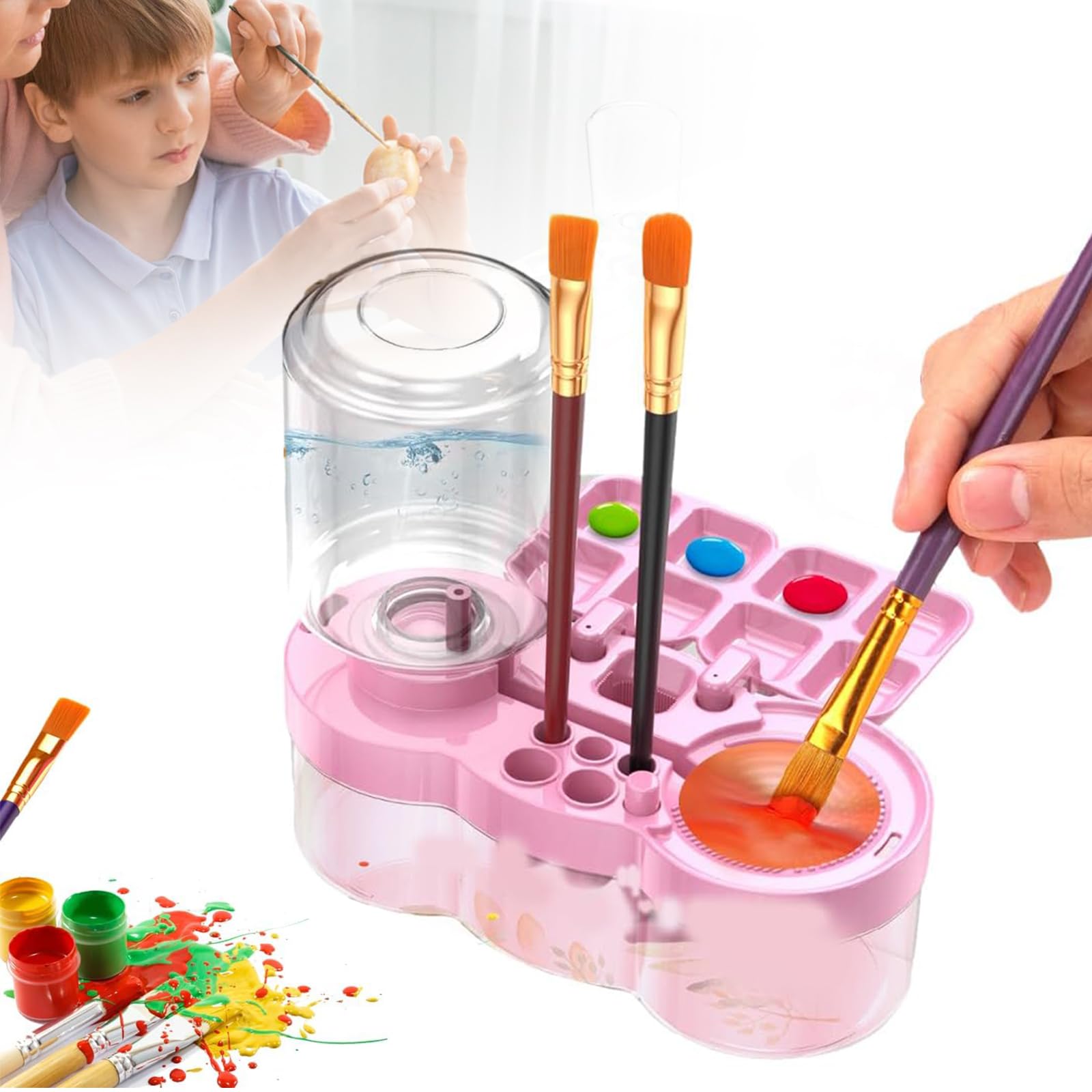 Amazon.com: Paint Brush Cleaner with Paint Tray,Paint Water Dispenser ...