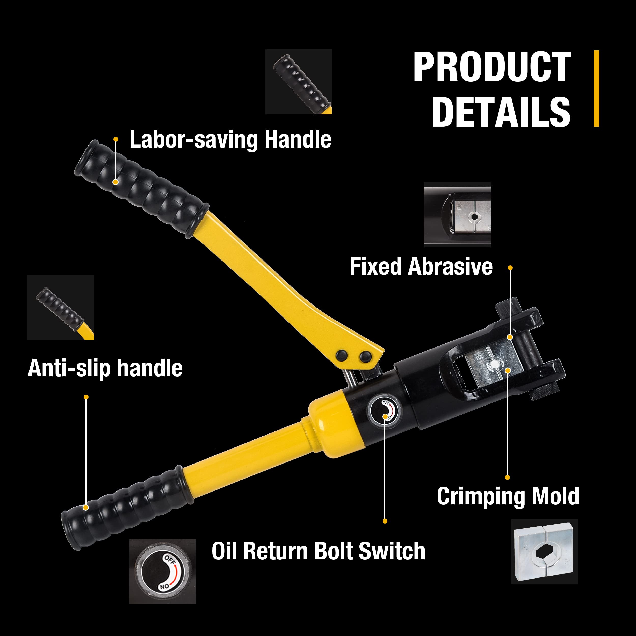 Snapklik.com : LCyindu 12T Hydraulic Crimping Tool 8AWG-250MCM Cable ...