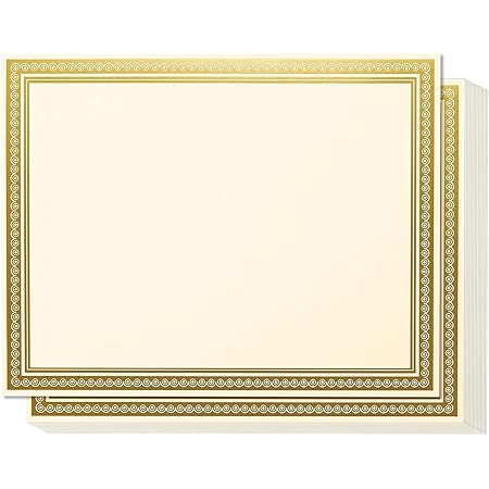 Amazon.com : 50 Sheet Award Certificate Paper, Gold Foil Metallic ...