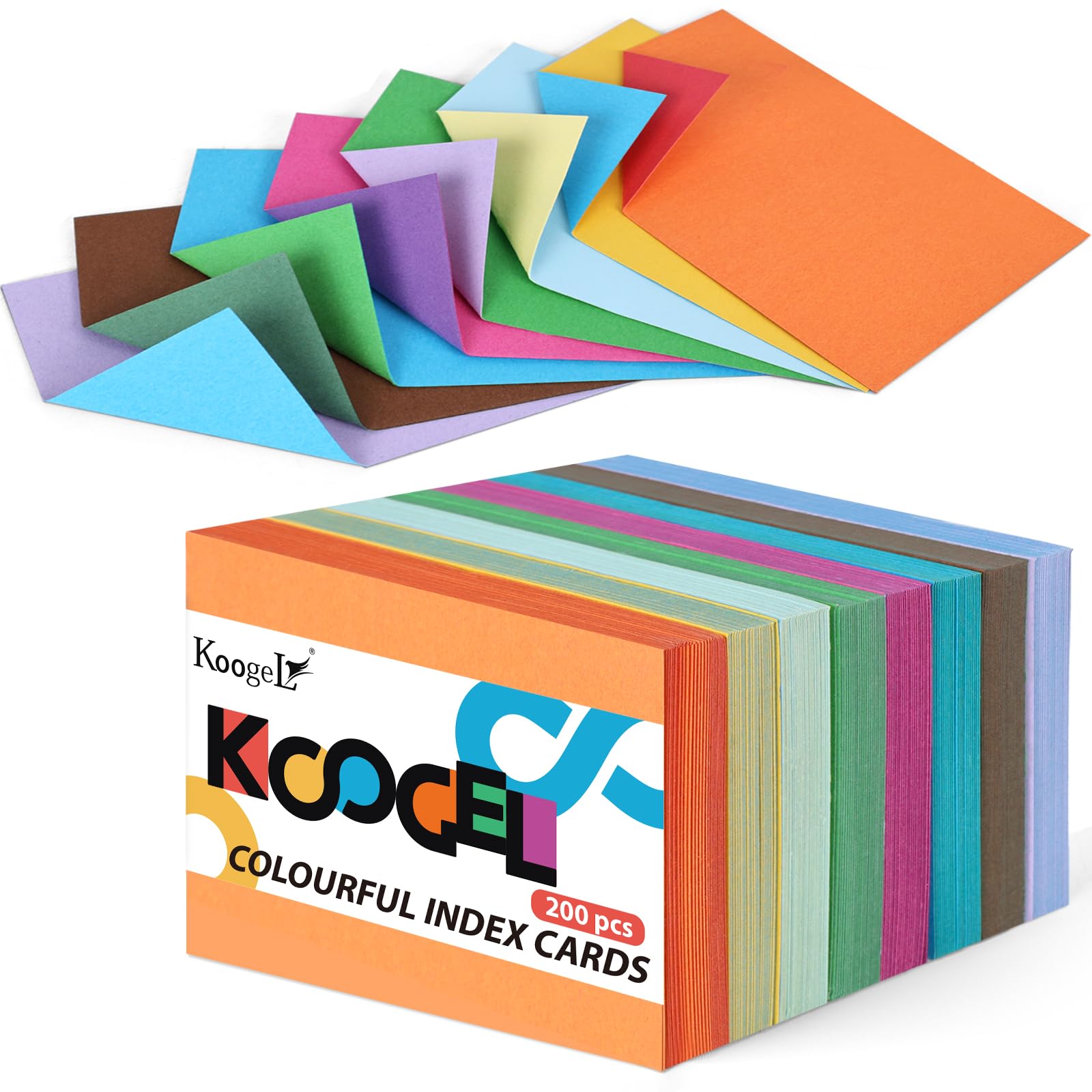 Koogel Index Cards Pack Of 200 Colourful Flash Cards Revision ...