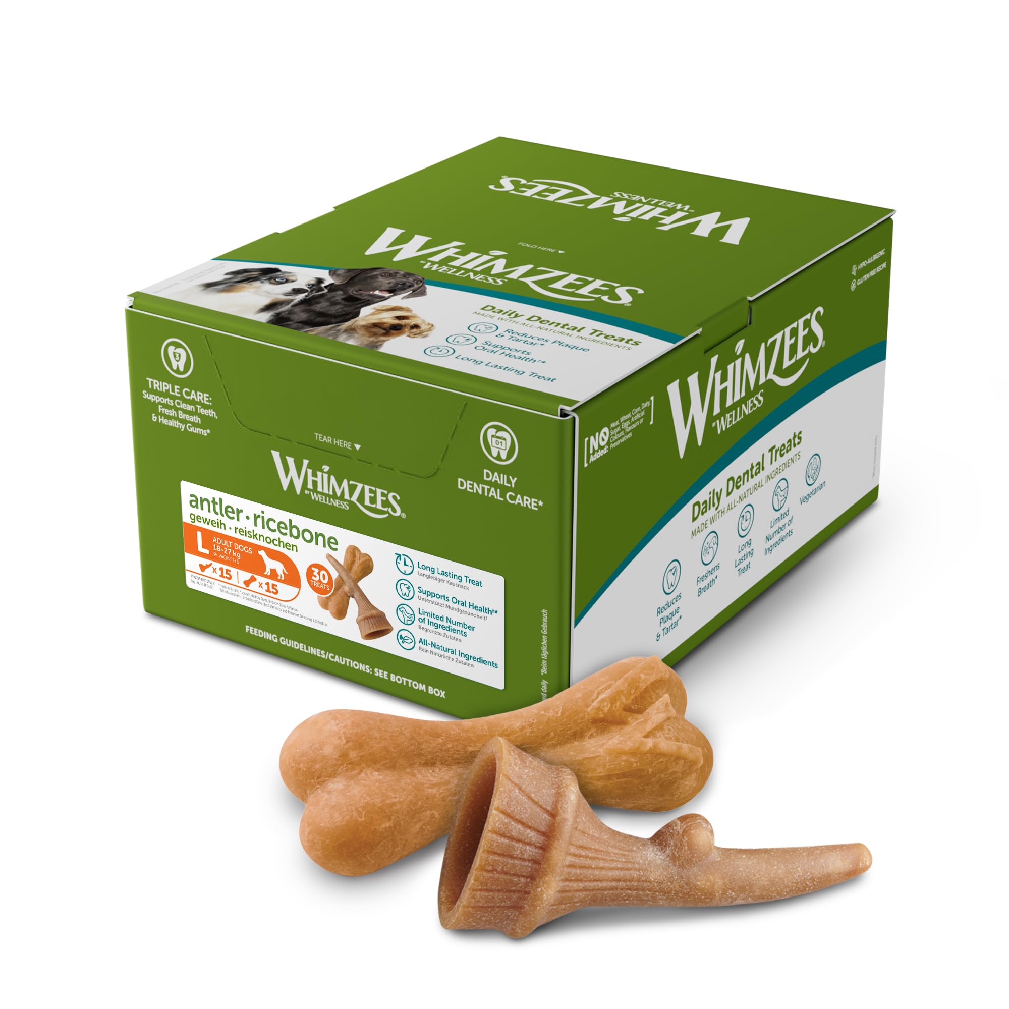 WHIMZEES By Wellness Variety Box Occupy, Mixed Shapes, Size L, 30 ...