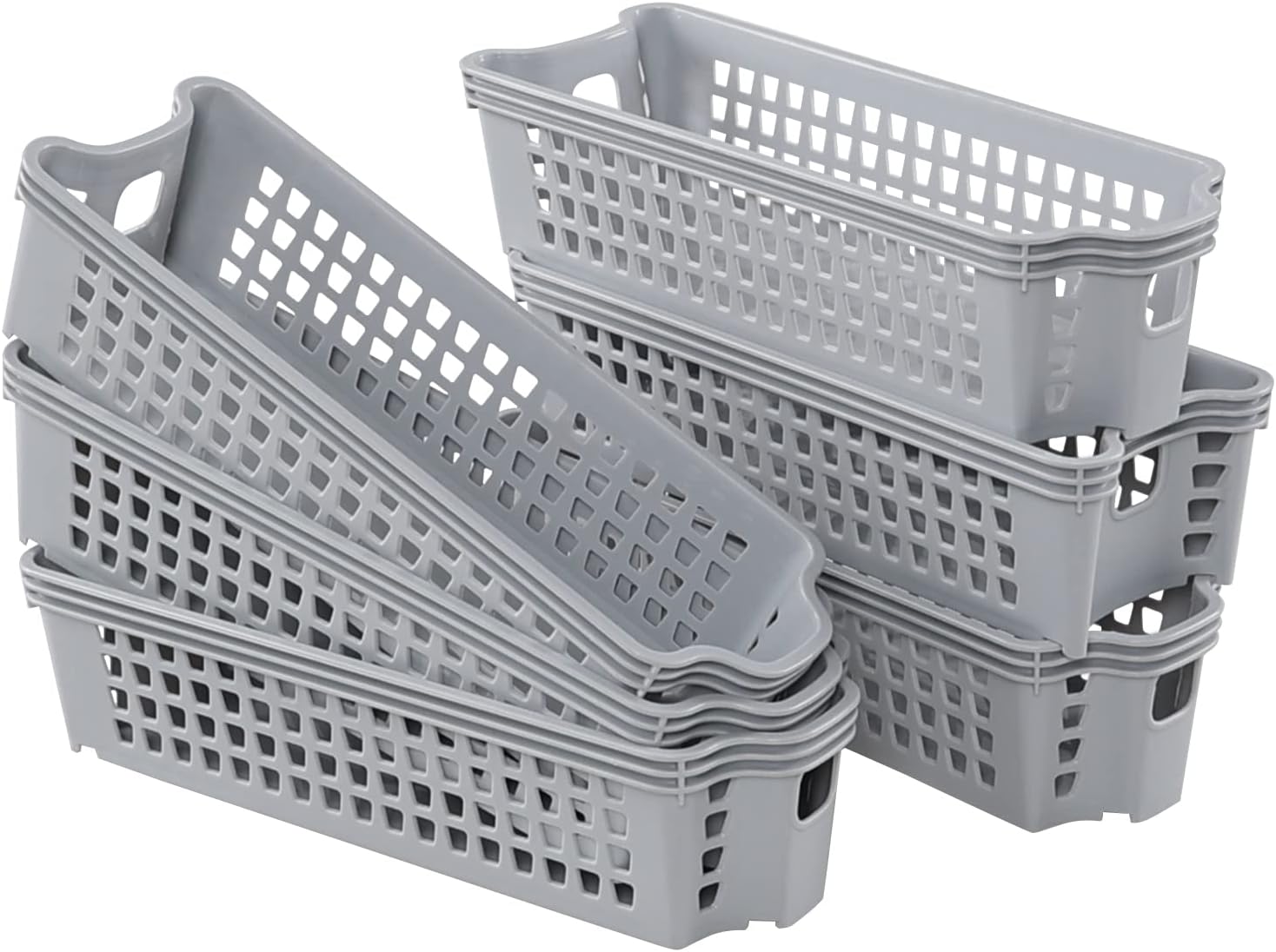 Jandson 6 Packs Slim Plastic Stacking Basket, Small Stackable Storage ...