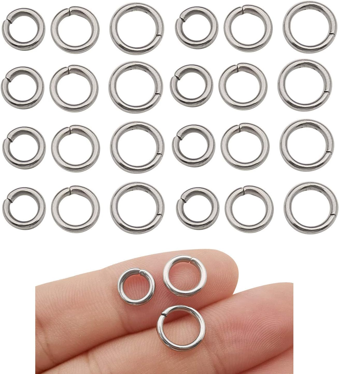 Amazon.com: 300pcs Mix 8mm 9mm 10mm Stainless Steel Thick Strong Rings ...