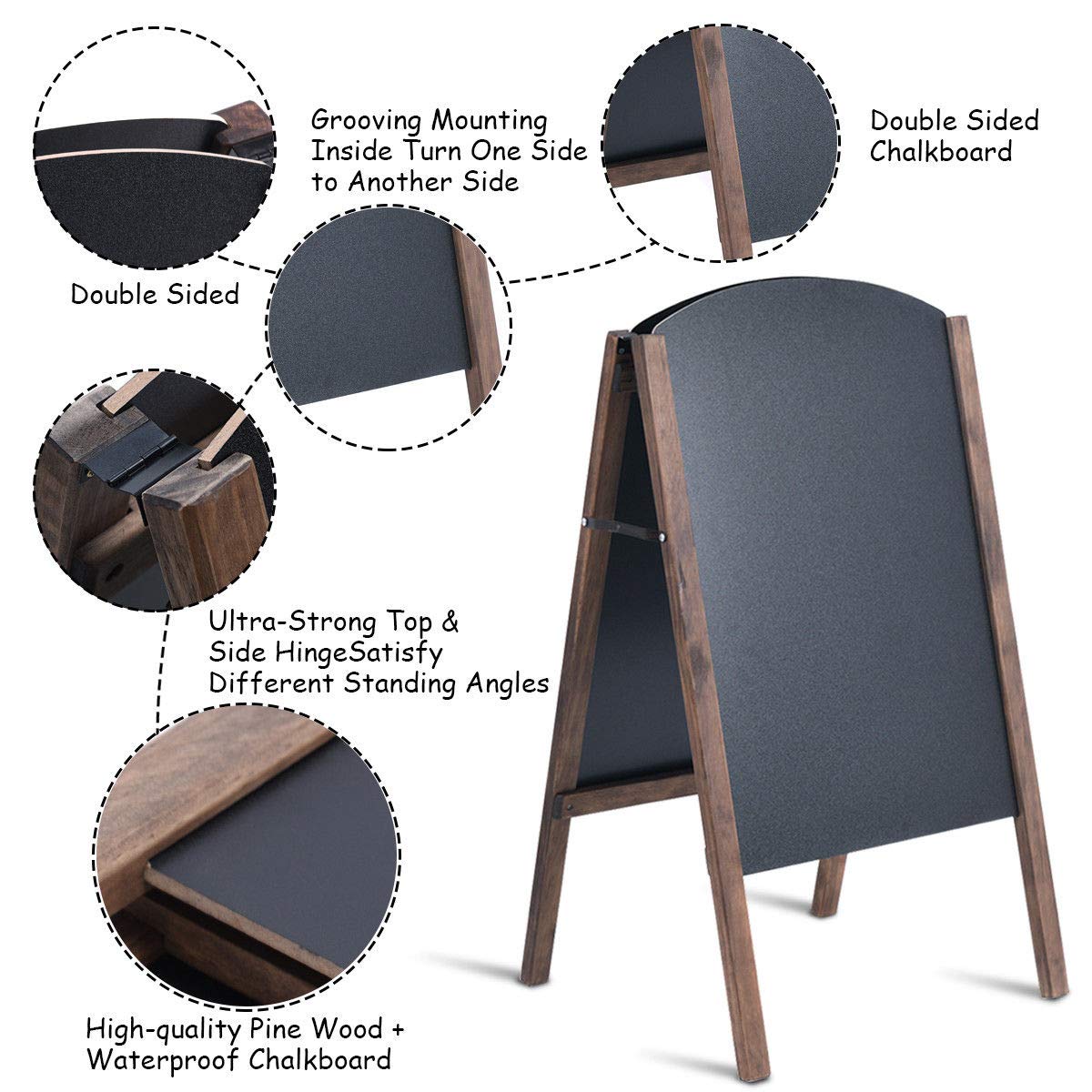 Snapklik.com : A-Frame Chalkboard Sign, Rustic Wooden Double Sided ...