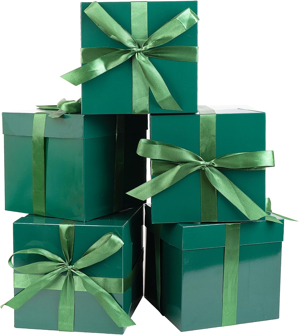 Amazon.com: Jaywayang 5 Pack Green Gift Boxes with Lids, Ribbons and ...