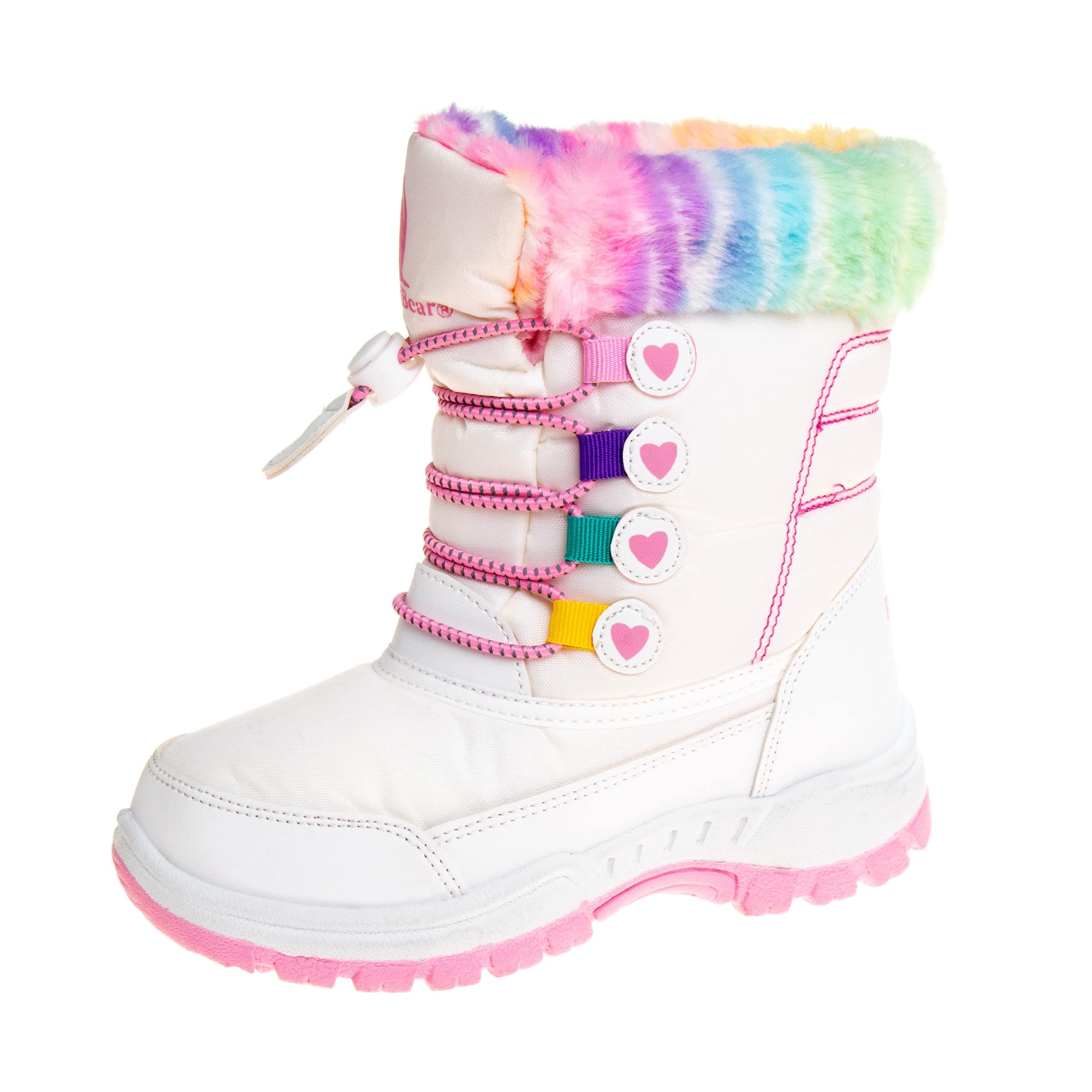 Amazon.com | Rugged Bear Girls Snow Boot, White Multicolor, 6 Toddler ...