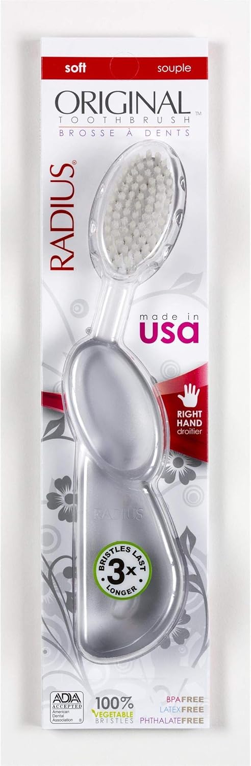Amazon.com : RADIUS Toothbrush Big Brush, Right Hand, Clear/Natural ...