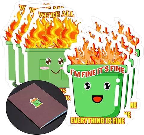 Amazon.com: 8 Pack It's Fine I'm Fine Everything is Fine Sticker Vinyl ...