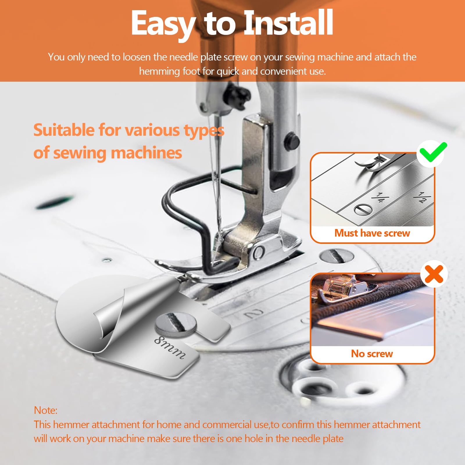 Snapklik.com : 4 Pcs Sewing Rolled Hemmer Foot Universal, 3-6mm Wide ...