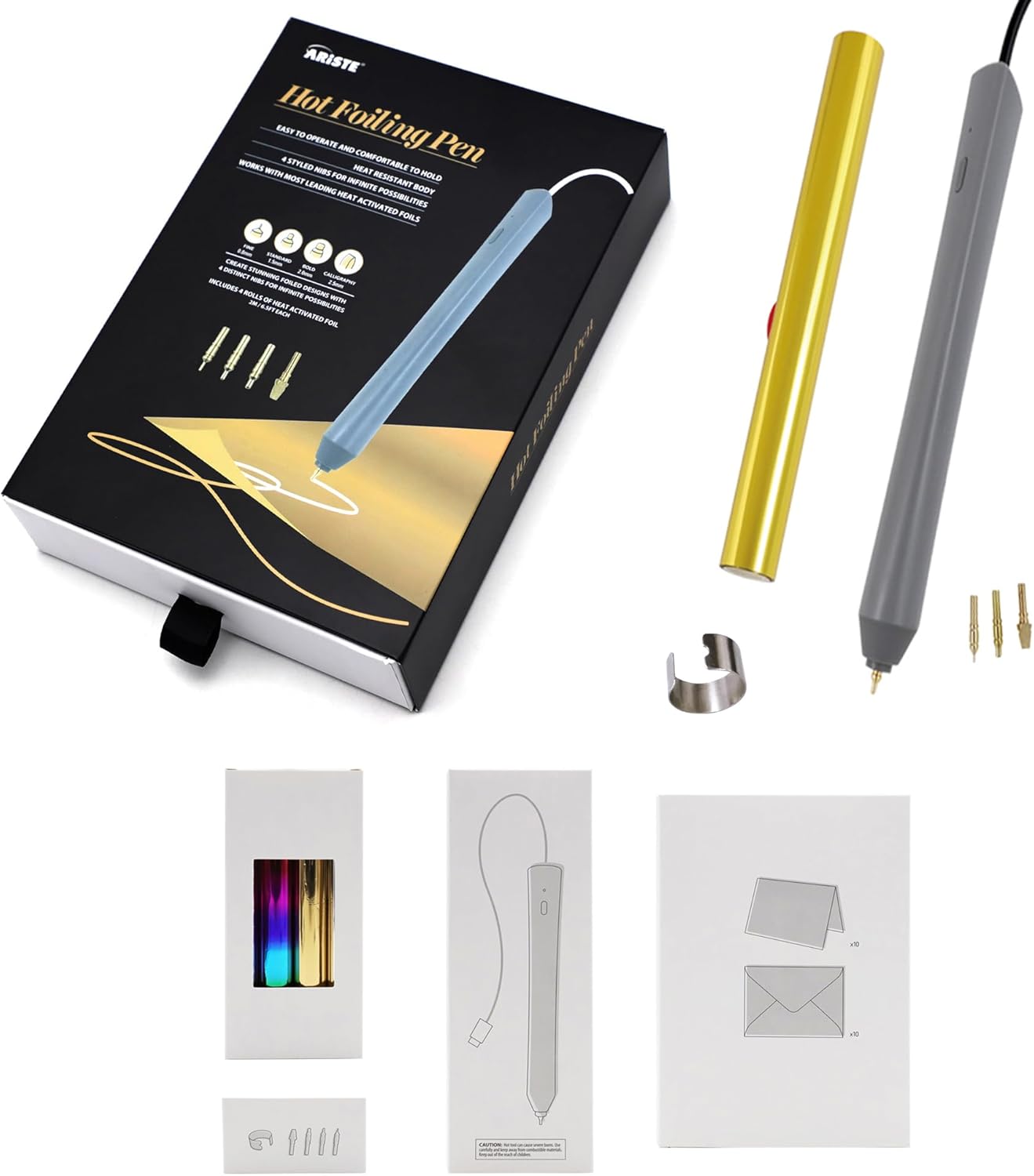 Amazon.com: Hot Foil Pens with 4 Size Metal Tips & 4pcs Heat Activated ...