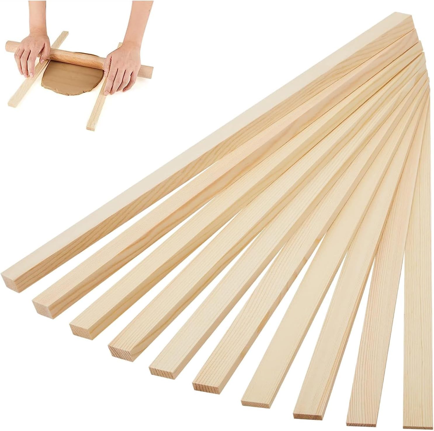 10pcs Pottery Rolling Guide Sticks, 5 Sizes Wooden Rolling Pin Guides ...