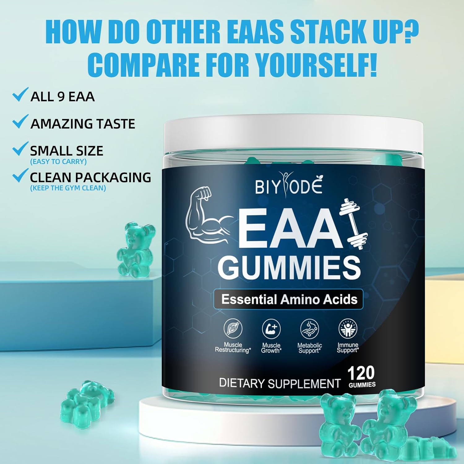 EAA Gummies: Aminoácidos Essenciais em Gomas de 120g com Sabor de ...