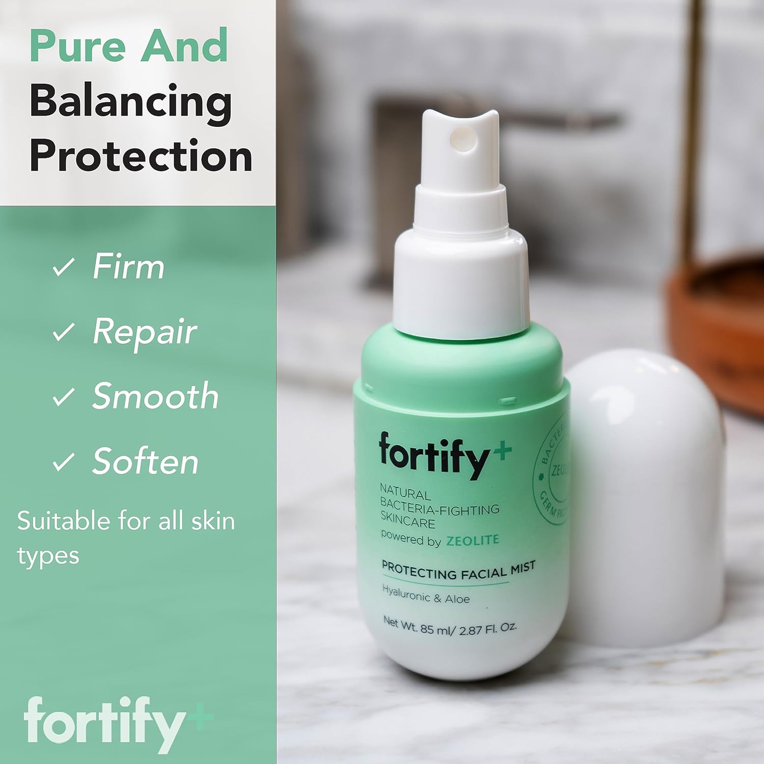Fortify Spray facial hidratante con ácido hialurónico y aloe, protector ...