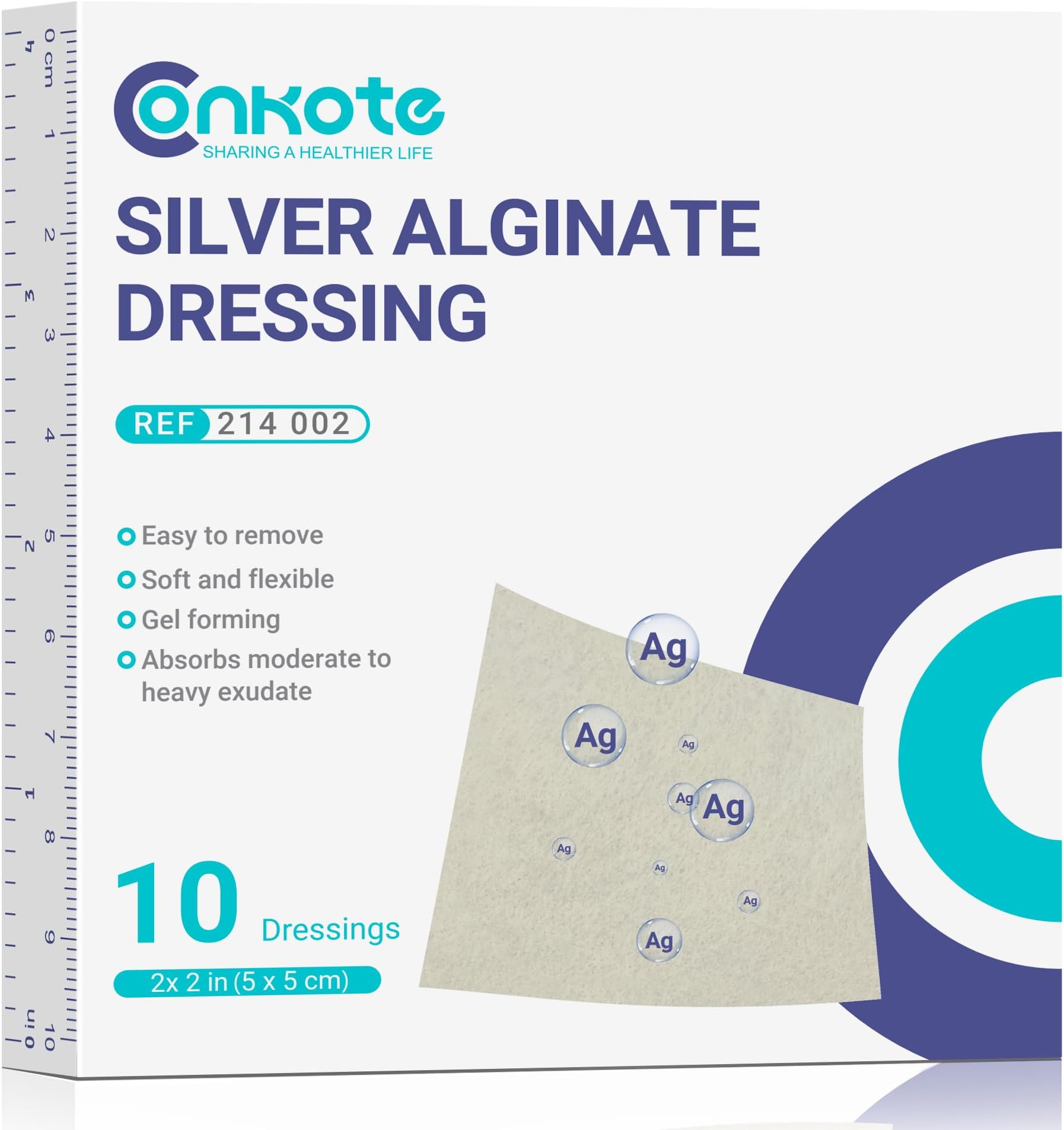Amazon.com: Conkote Silver Alginate Wound Dressing Pads 2” x 2”, 10 ...