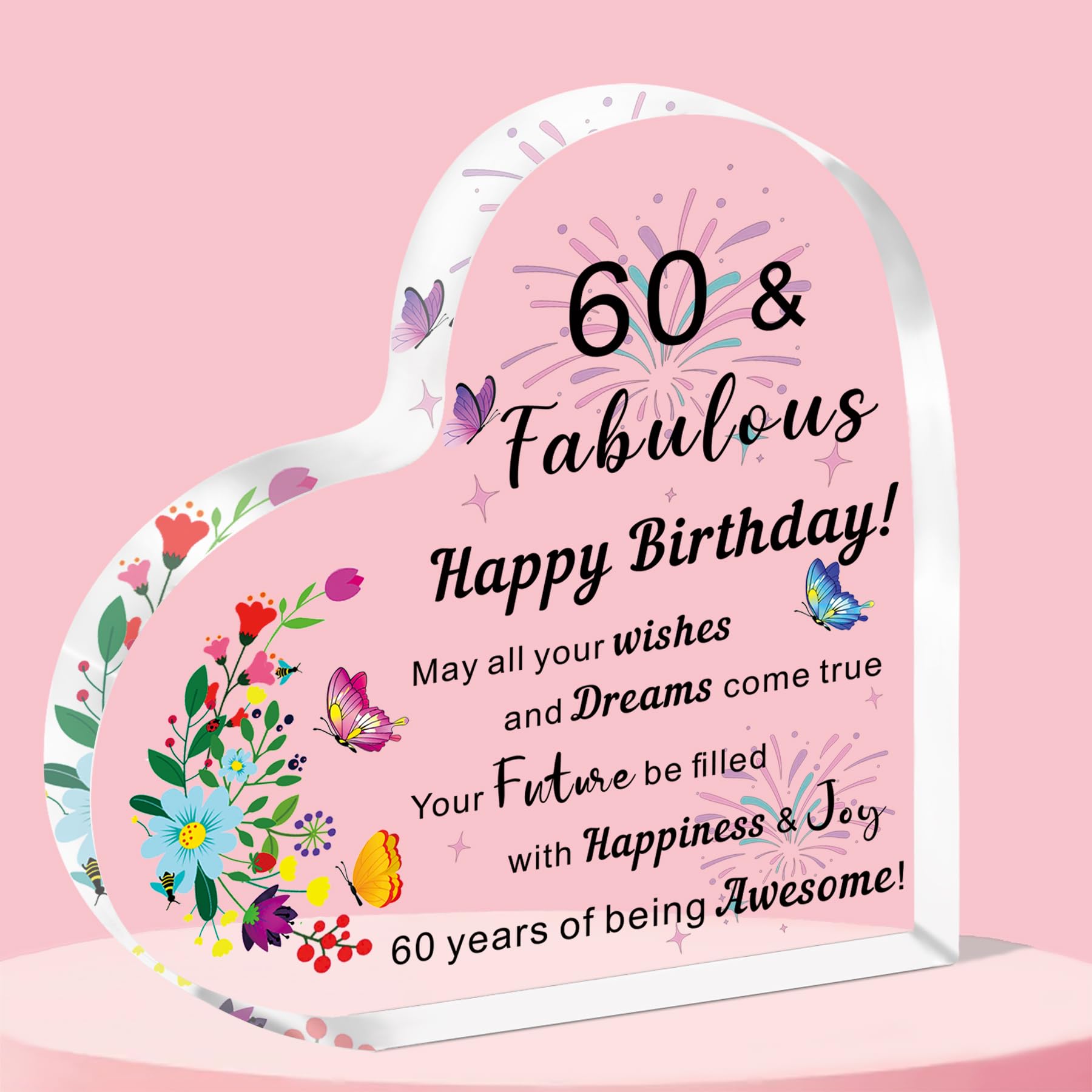 QMVMV 60th Birthday Gifts for Women, Happy 60 and Fabulous Birthday ...