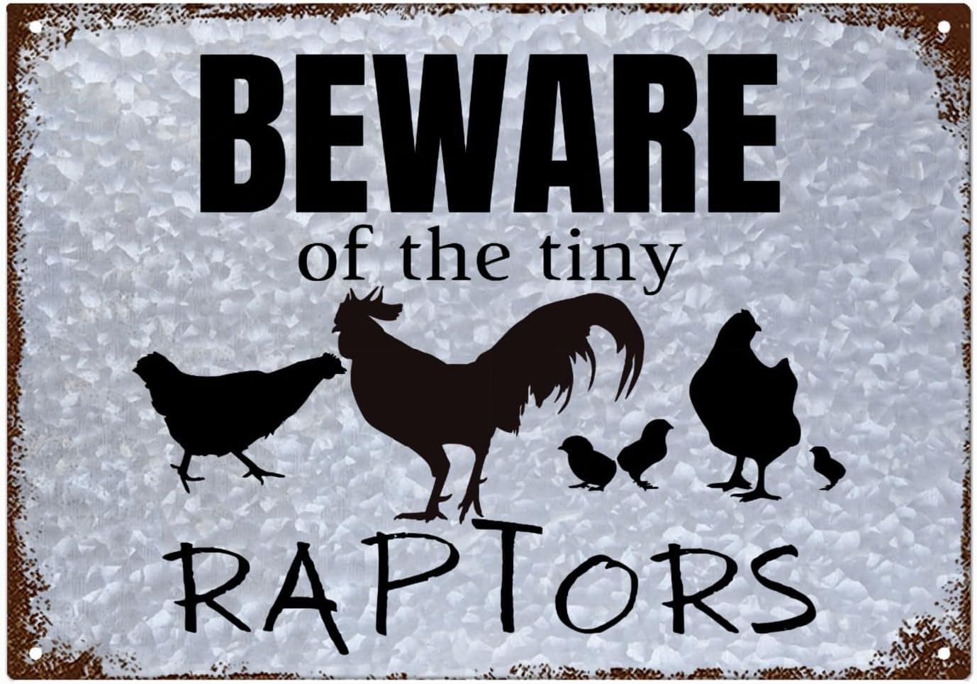 Amazon.com : BEWARE OF TINY RAPTORS Sign Vintage Funny Sign For Front ...