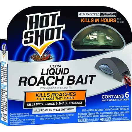 Amazon.com : Hot Shot Liquid Roach Bait, Roach Killer, 1 Pack, 6-Count ...