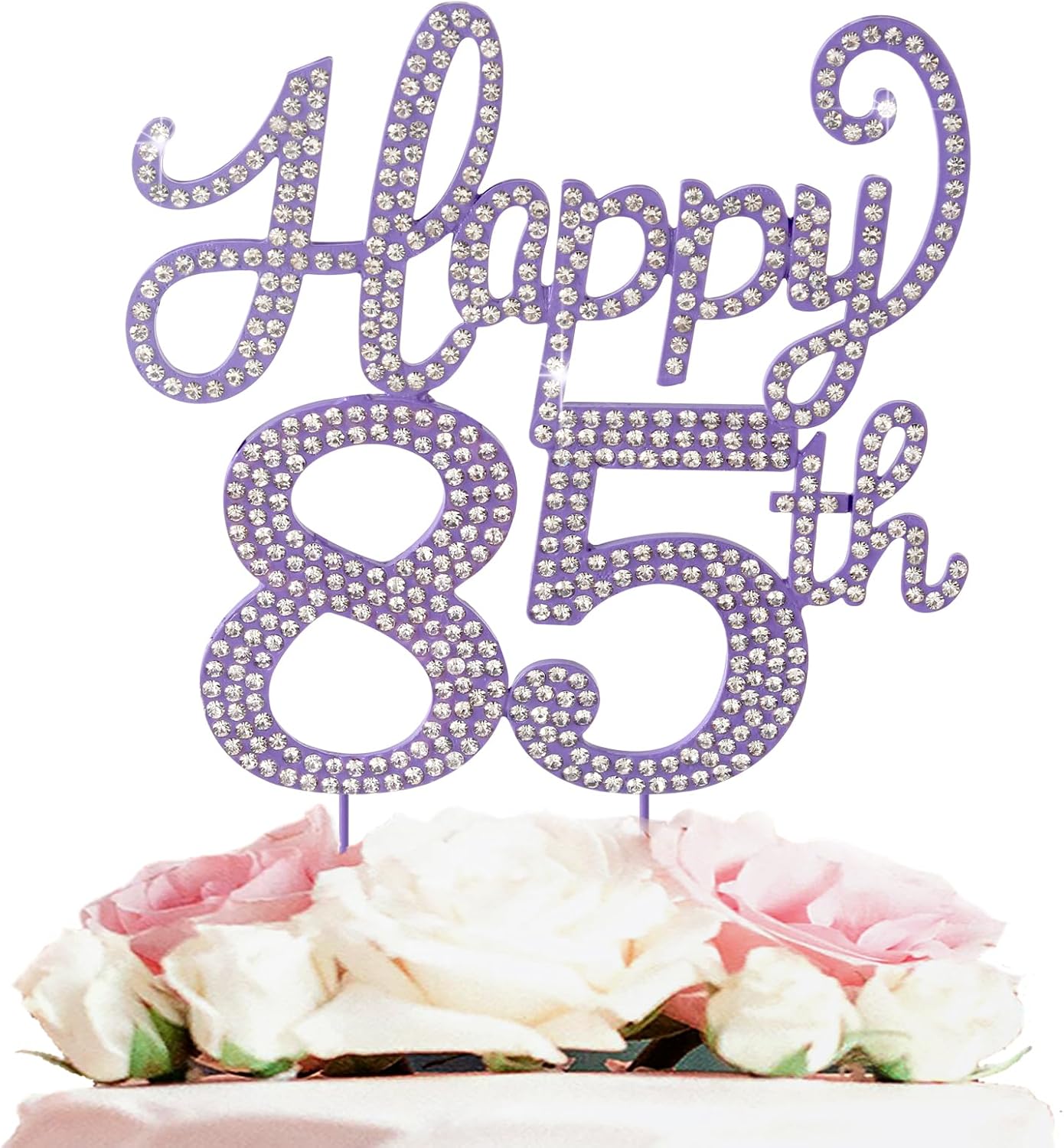 Amazon.com: Happy 85th Birthday Purple Rhinestone Cake Topper - 85th ...