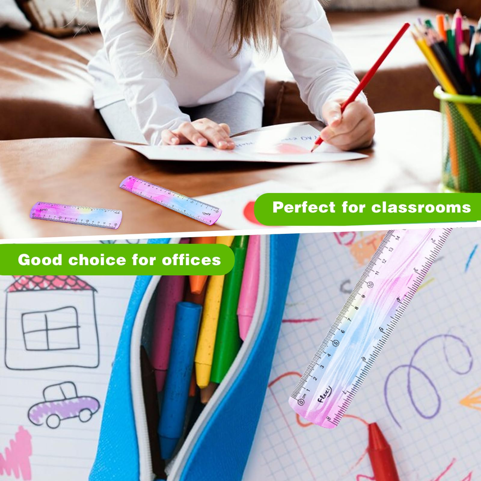 Snapklik.com : 4 Pieces Flexible Rulers, 30cm/12inch Plastic Ruler ...