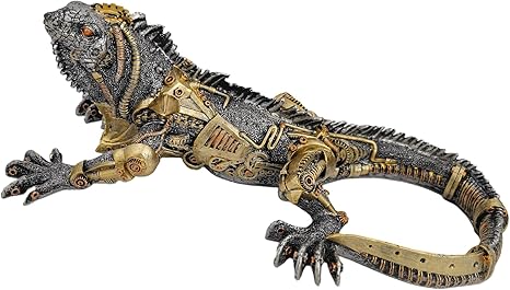 Amazon.com: GENUINQ Steampunk Lizard Green Iguana Statue Resin Cyborg ...