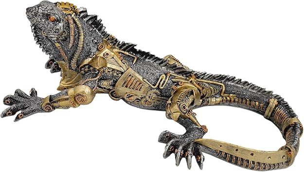 Amazon.com: GENUINQ Steampunk Lizard Green Iguana Statue Resin Cyborg ...