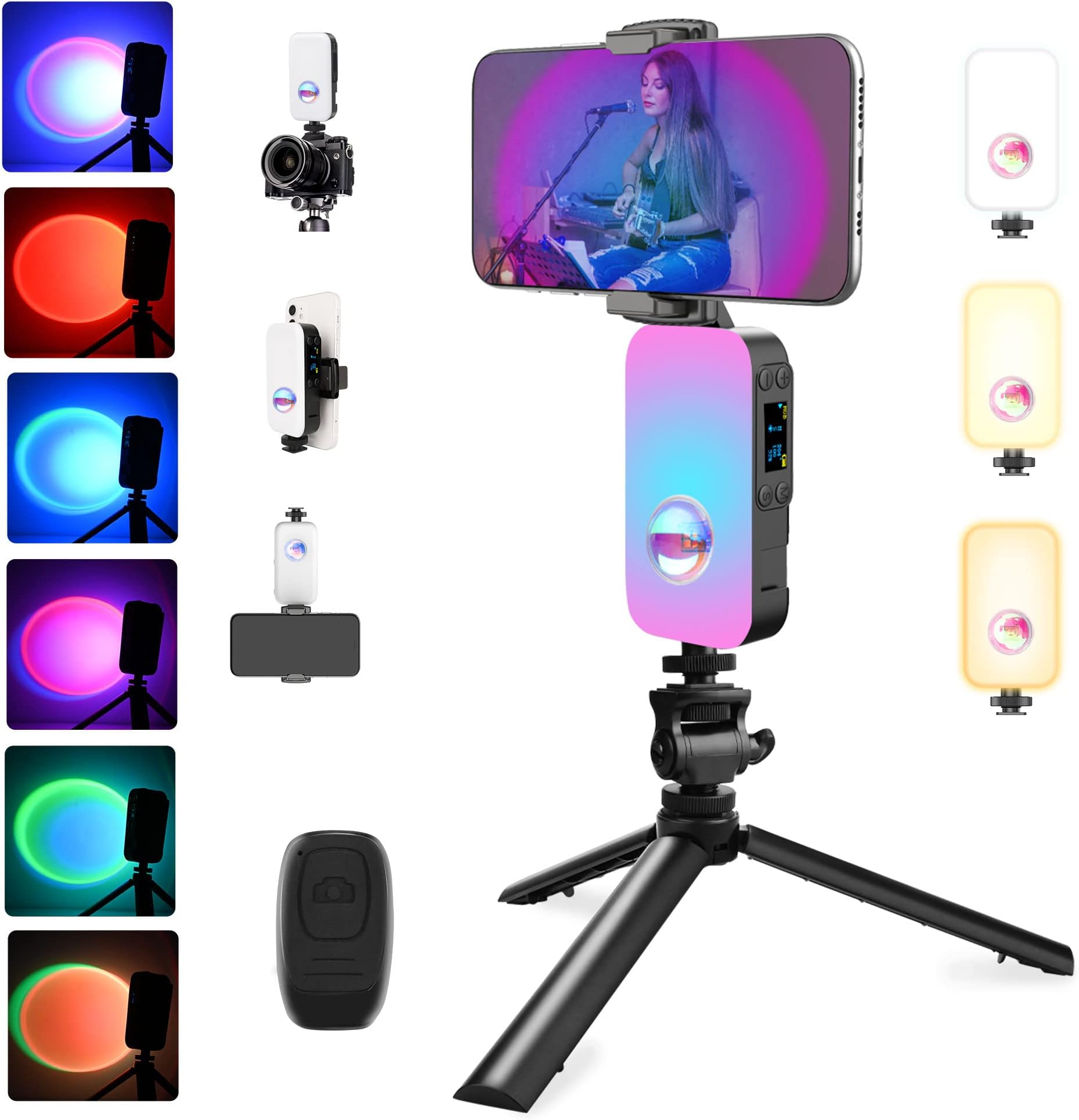 Amazon.com: Rechargeable Selfie Light for Phone, 22 Light Modes Travel ...