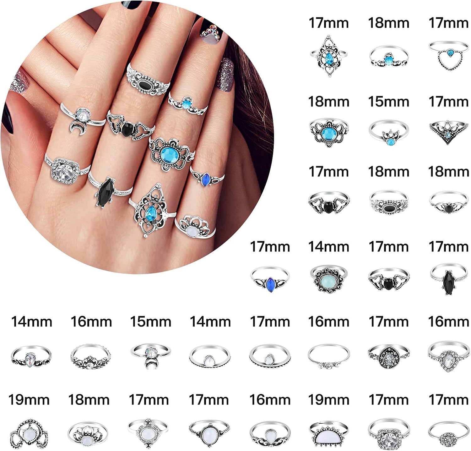 Amazon.com: ONESING 154 Pcs Knuckle Rings for Women, Vintage Knuckle ...