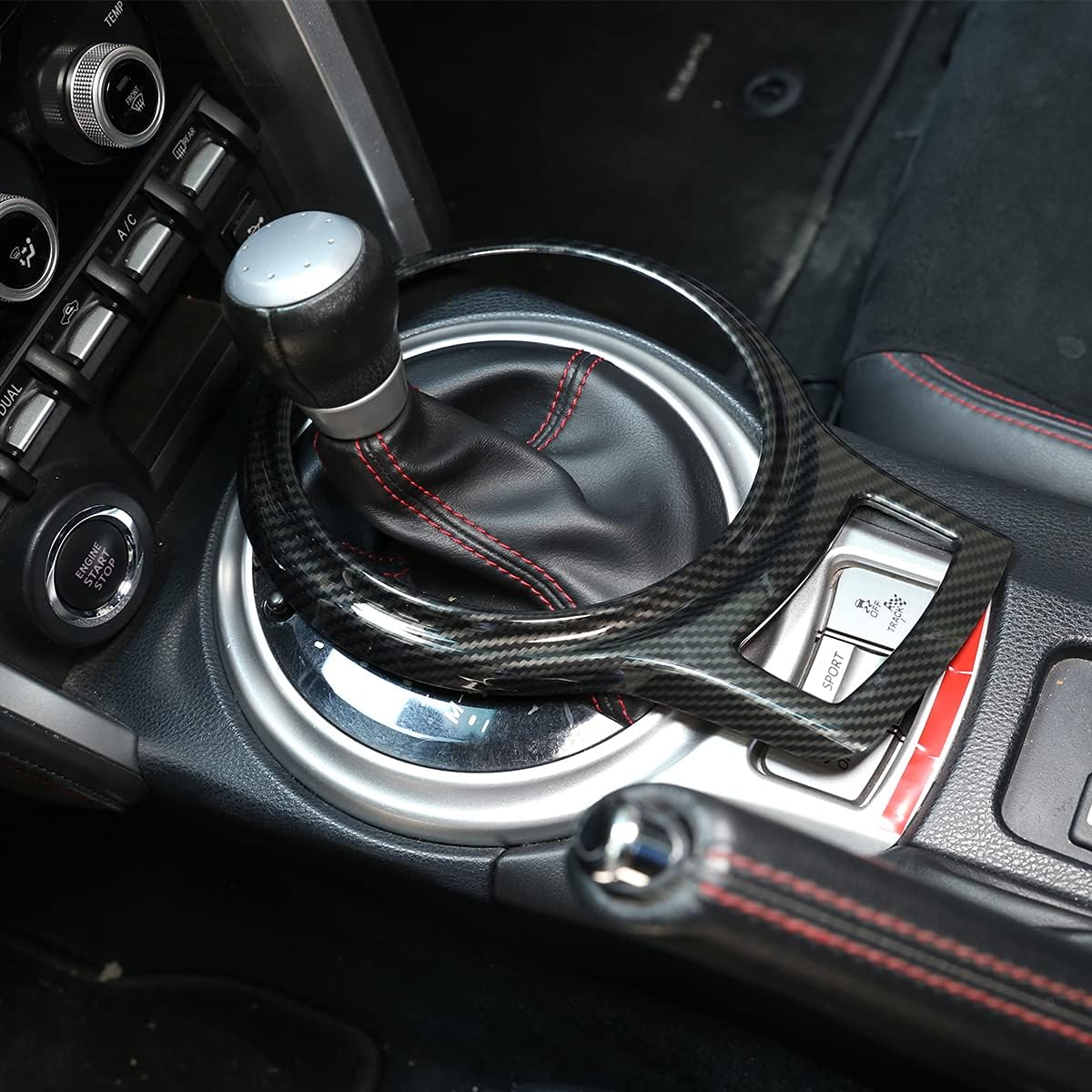 Amazon.com: Aotumcer Carbon Fiber Style Gear Shift Box Panel Cover Trim ...