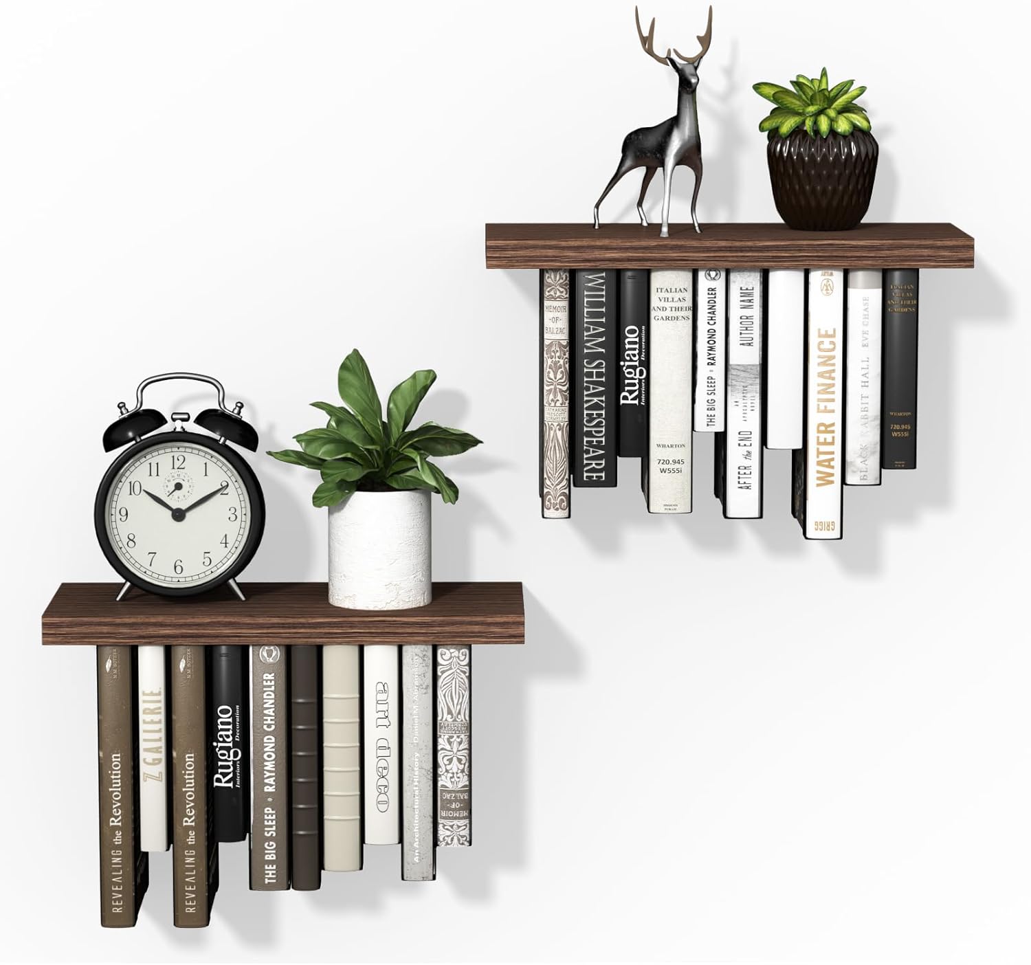 Amazon.com: AUATRONNE Floating Bookshelves Set of 2, Solid Wood & Metal ...
