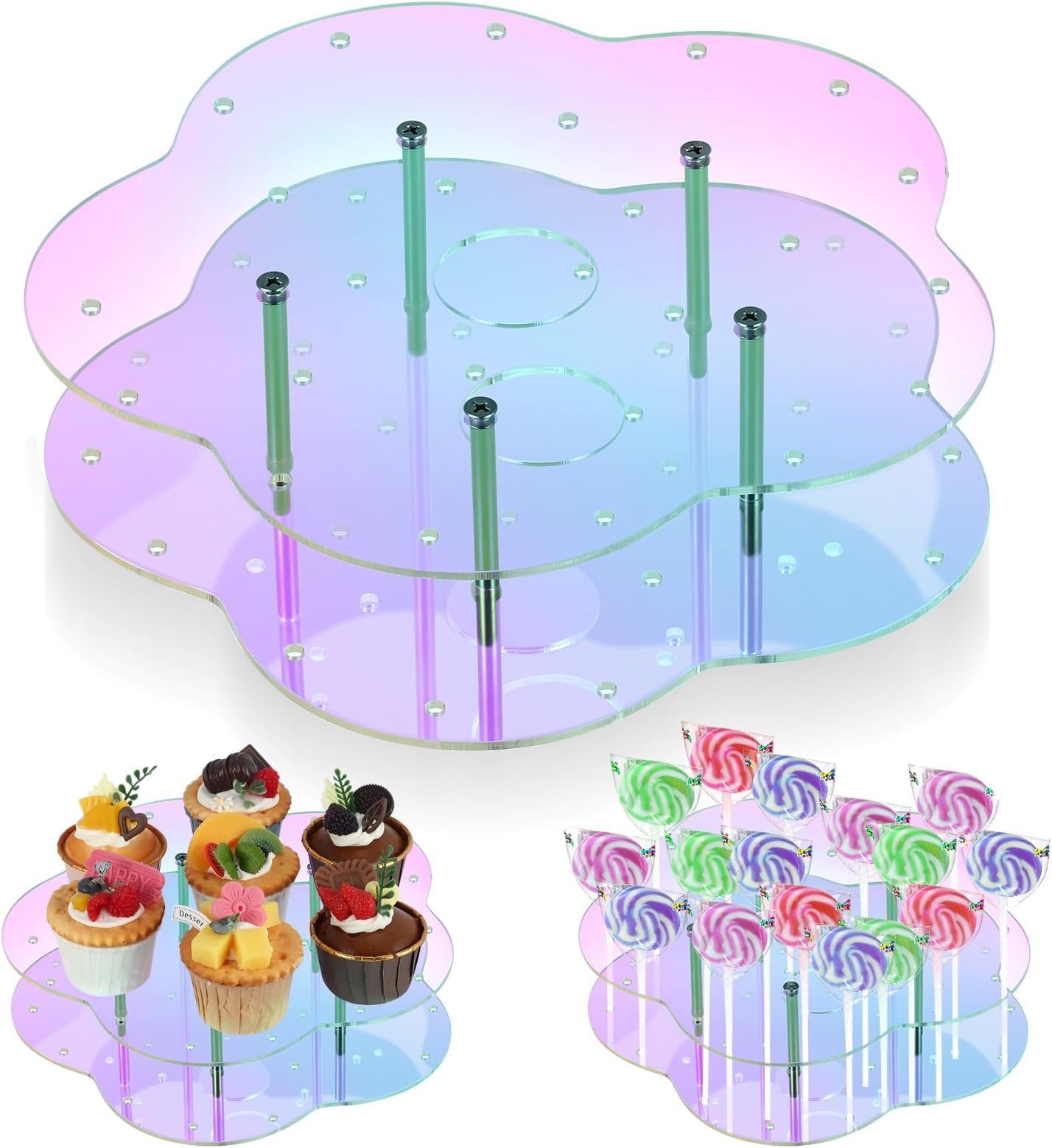 Amazon.com | Domensi 3 Pcs Cake Pop Stand 9.45 x 9.45 x 2.99 In Acrylic ...