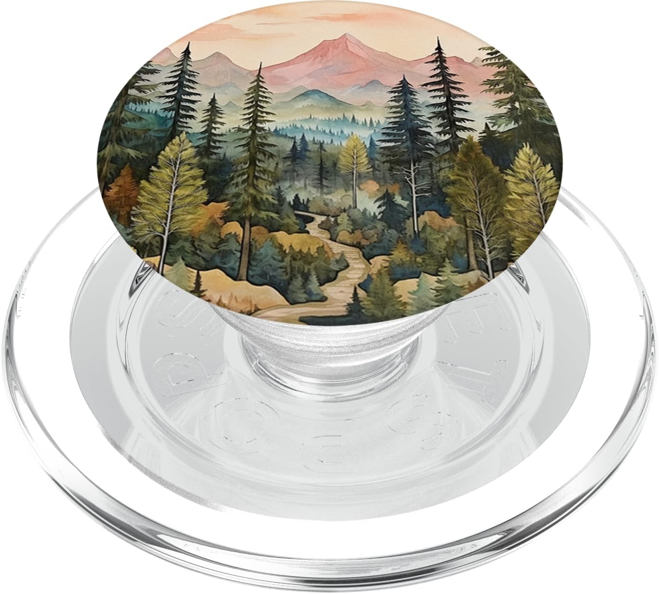 Amazon.com: Watercolor Mountain Landscape Forest Pine Tree Nature ...