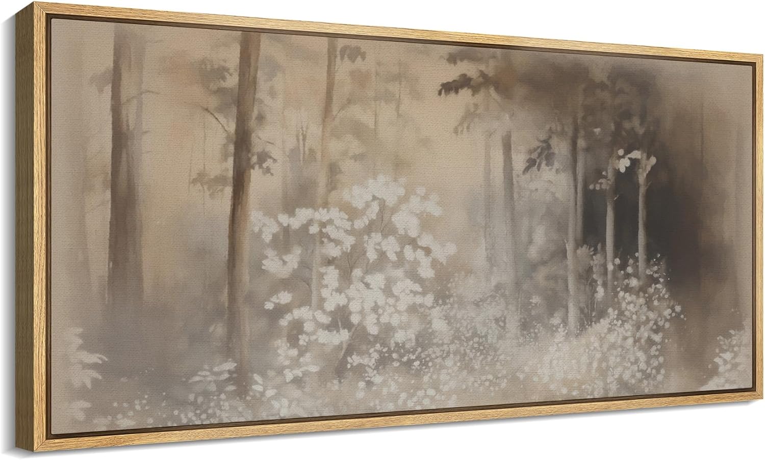 Amazon.com: SIGNFORD Extra Large Framed Canvas Print Wall Art Misty Neutral Forest Soft Sepia ...