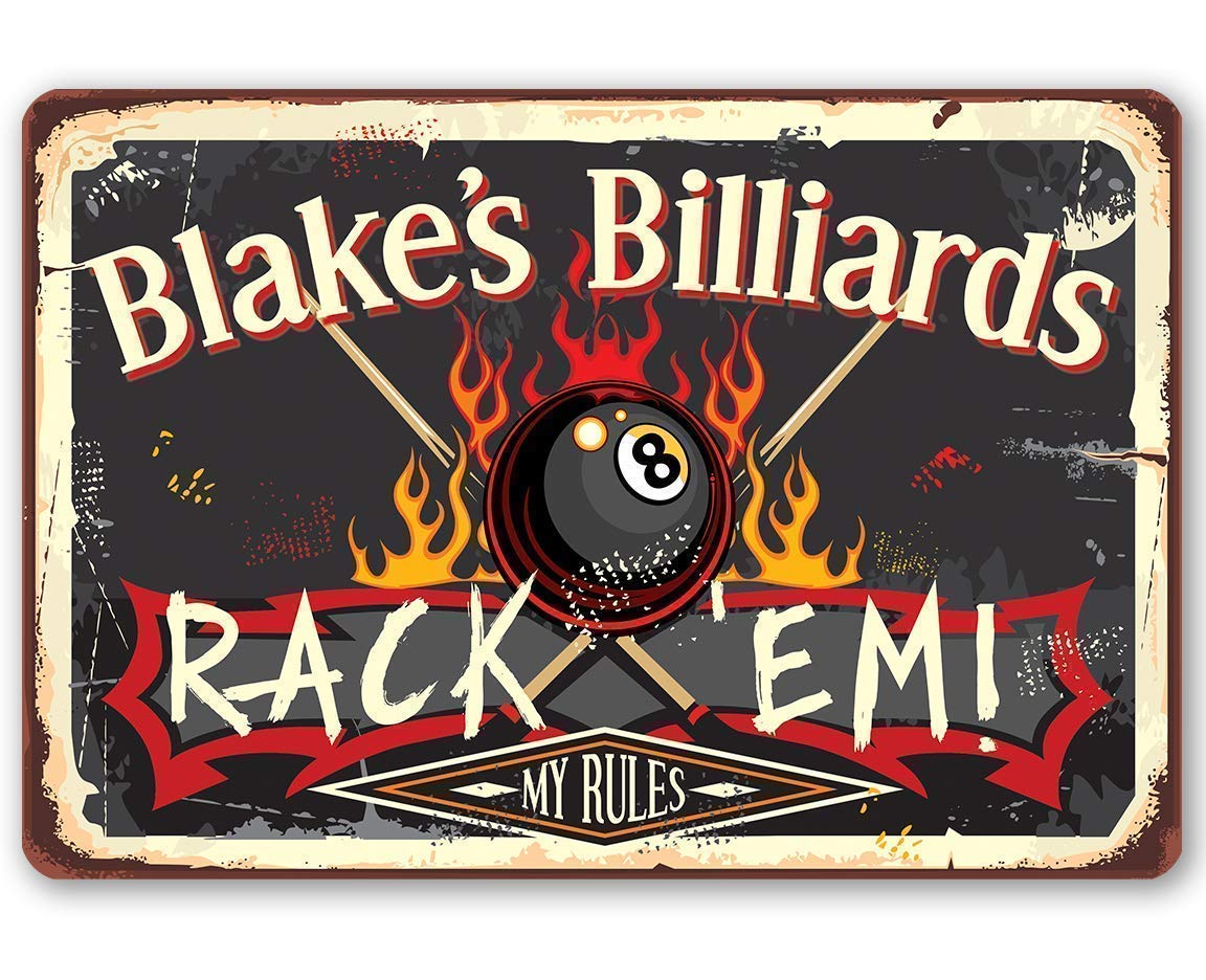 Amazon.com: Personalized Rack 'Em Billiards Sign - Great Pool Room and ...