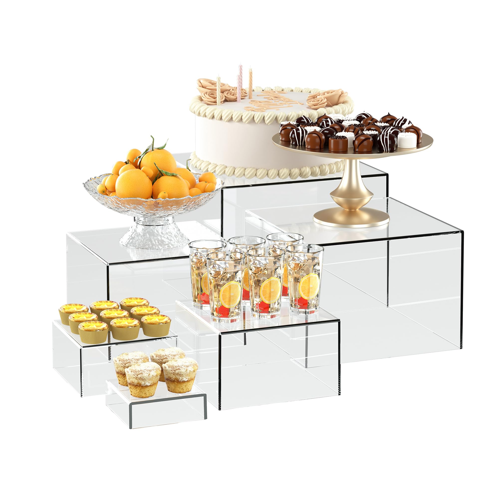OKBHTS 6 Clear Acrylic Boxes for Display as Buffet Risers and Stands ...