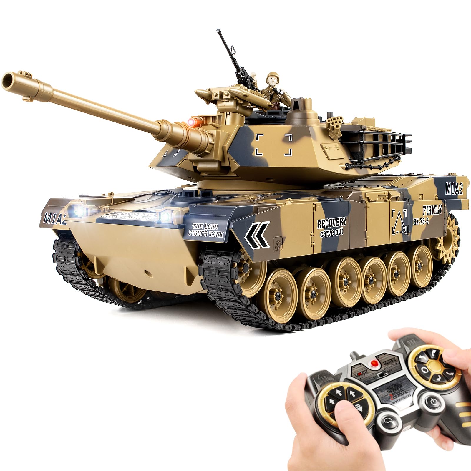 Amazon.com: DBshoot1/18 Remote Control Tank, US M1A2 2.4GHz RC Tank ...