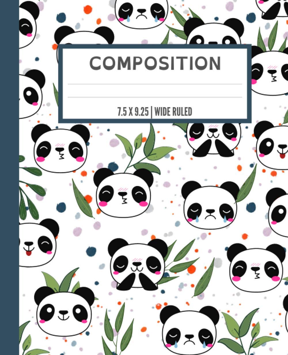 Panda Composition Notebook for Kids: 7.5 x 9.25 in Wide Ruled Paper ...