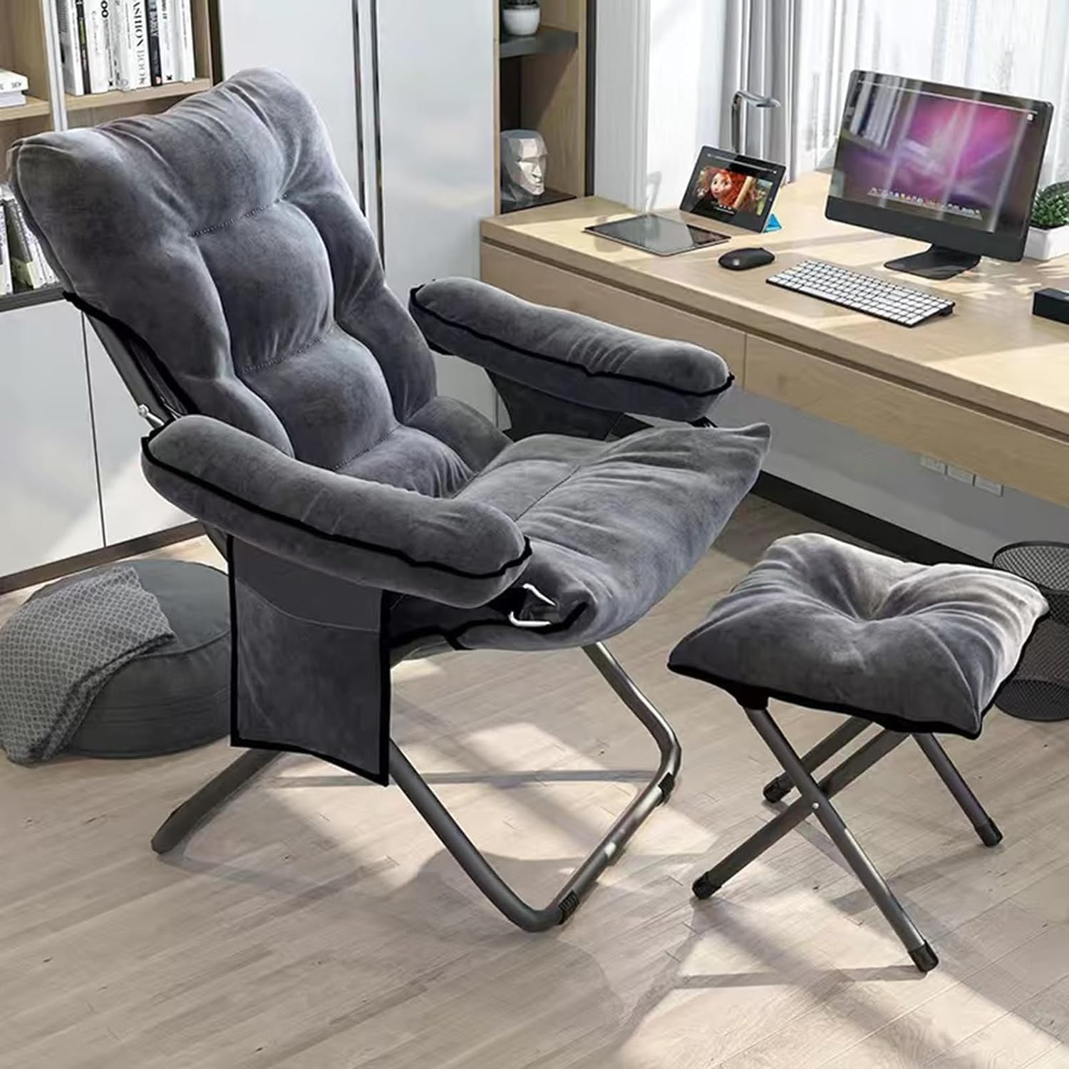 Amazon.com: Lazy Chair with Ottoman, Adjustable Lazy Chaise Aluminum ...