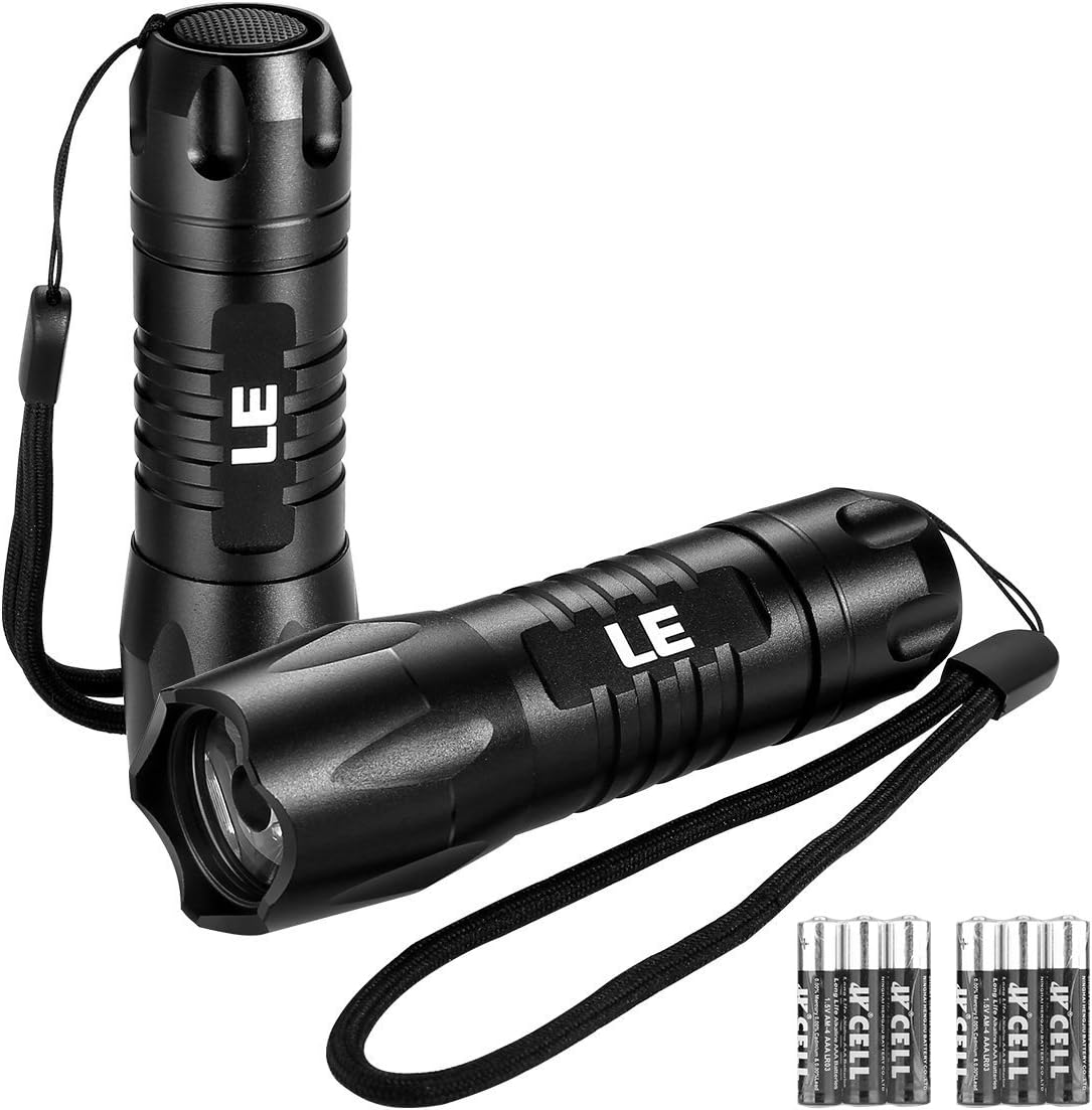 LE 2 Pack LED Flashlight Battery Operated Torch light, Handheld ...