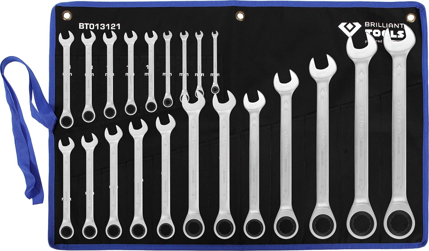 BRILLIANT TOOLS BT013121 Ratchet Ring Spanner Set 21-Piece 6-32 mm ...