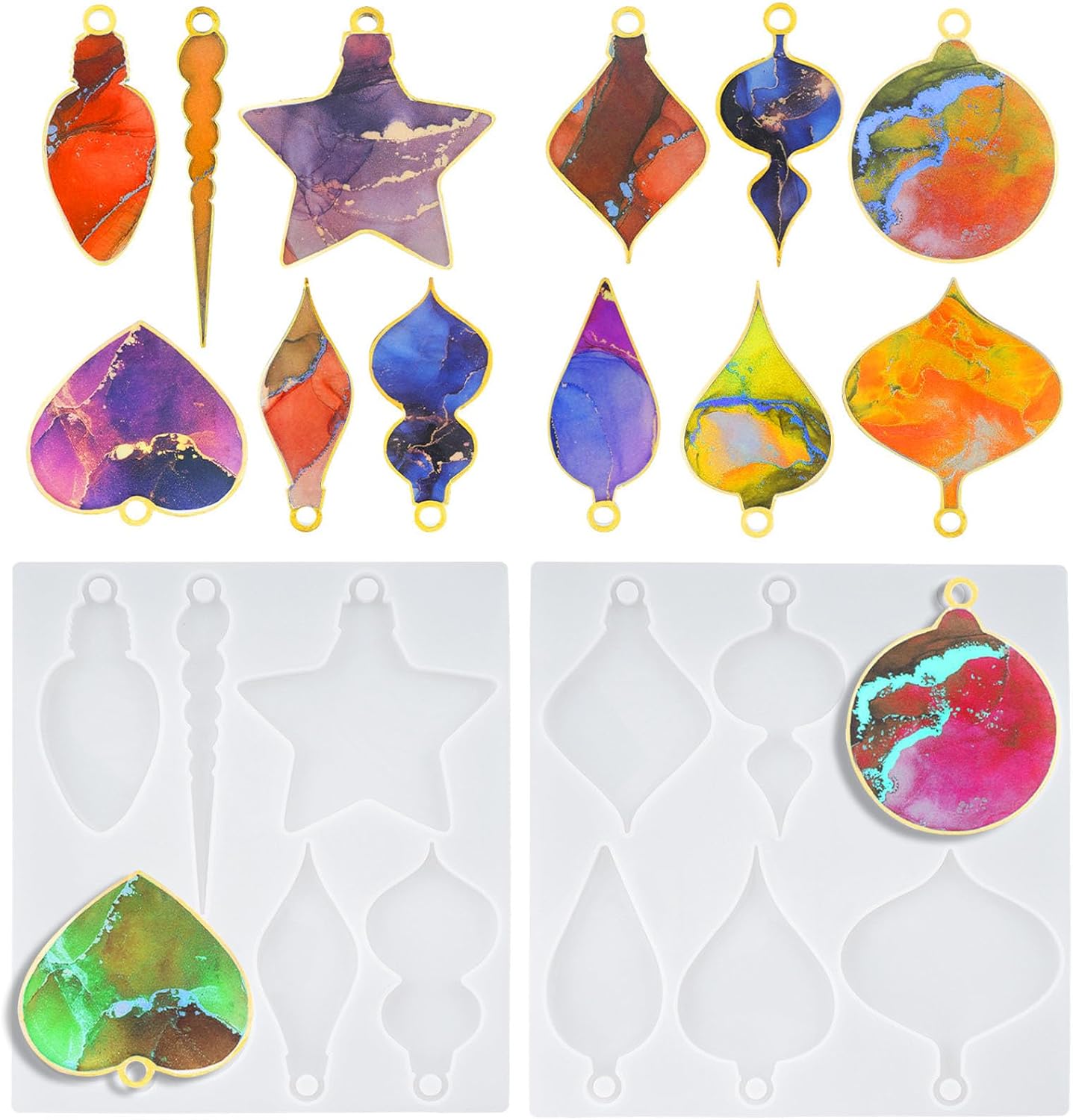 Amazon.com: Szecl 2Pcs Christmas Ornaments Silicone Molds Heart, Light ...
