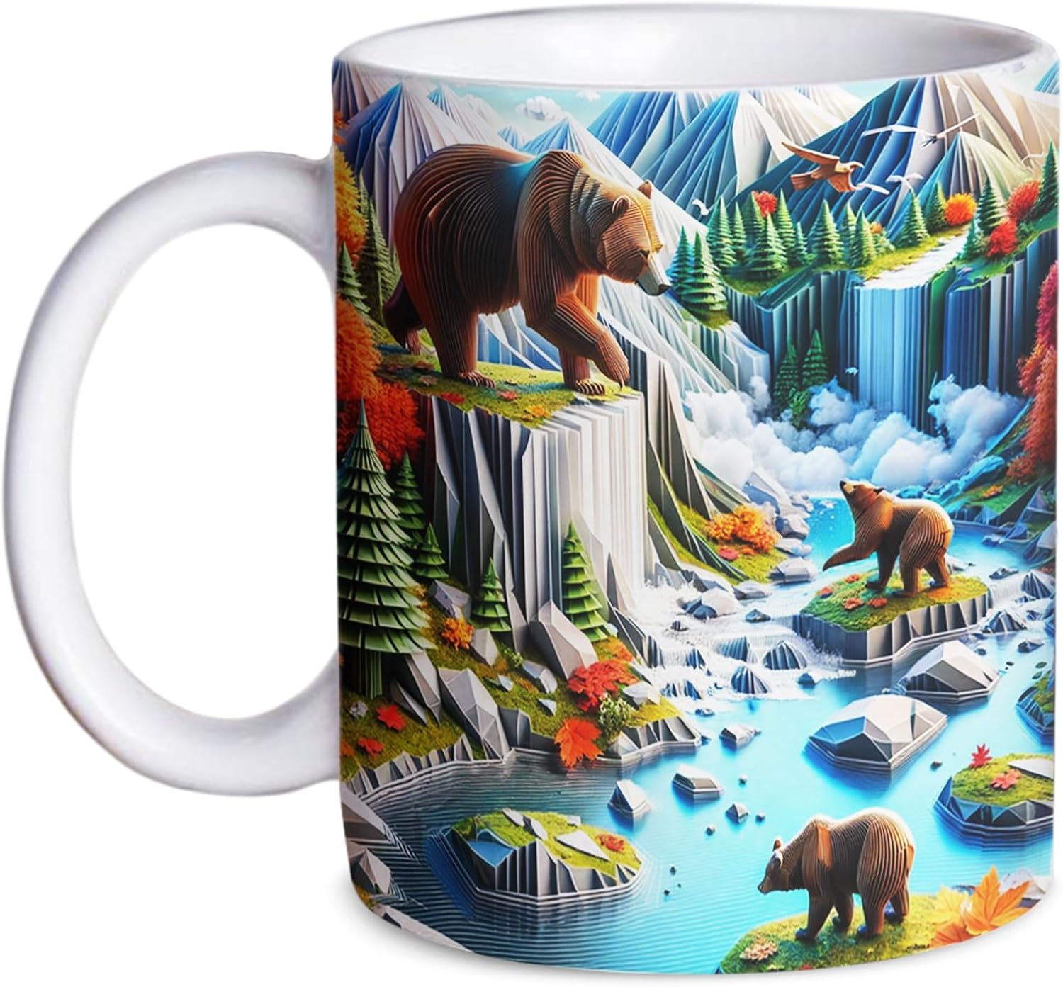 Amazon.com: QTValue Personalized 3D Ceramic Origami Brown Bear Coffee ...