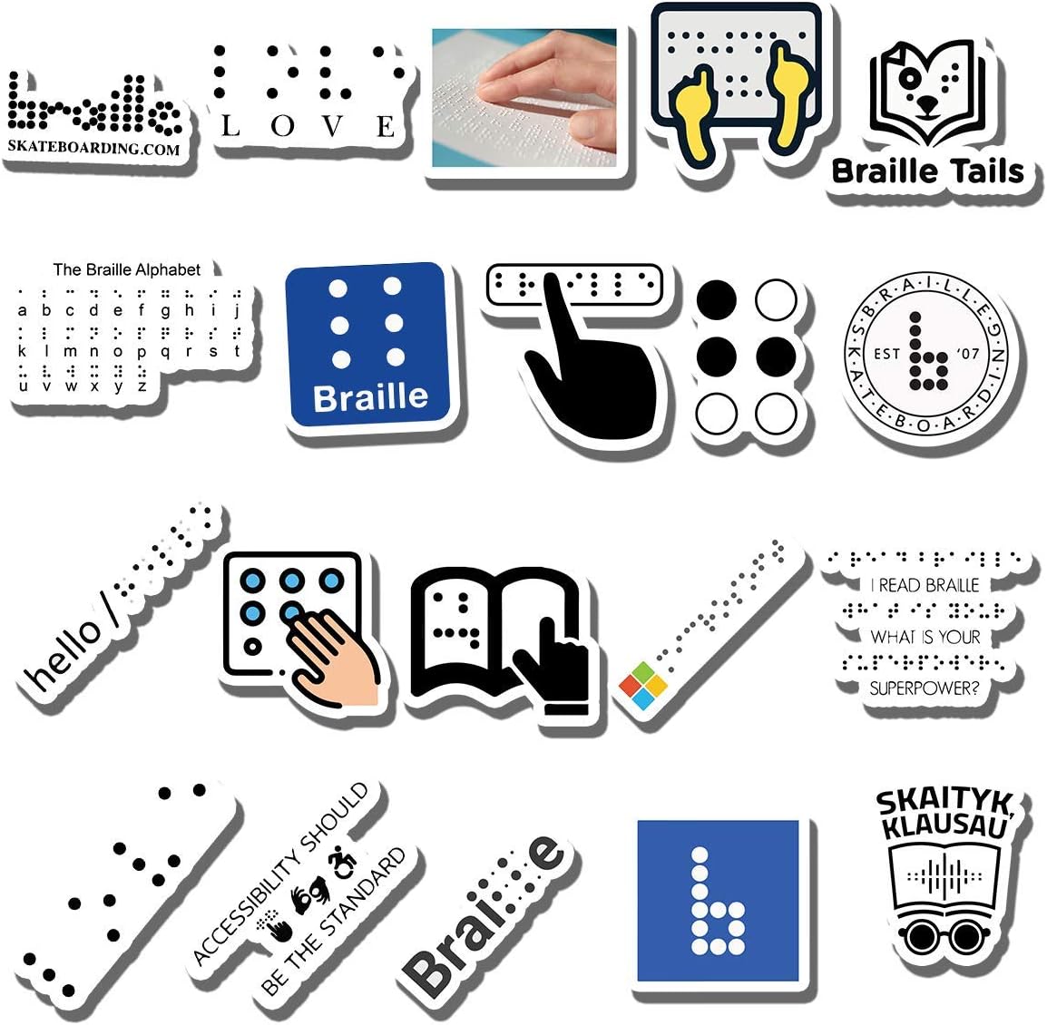 Amazon.com: 20 PCS Stickers Pack Braille Aesthetic Vinyl Colorful ...