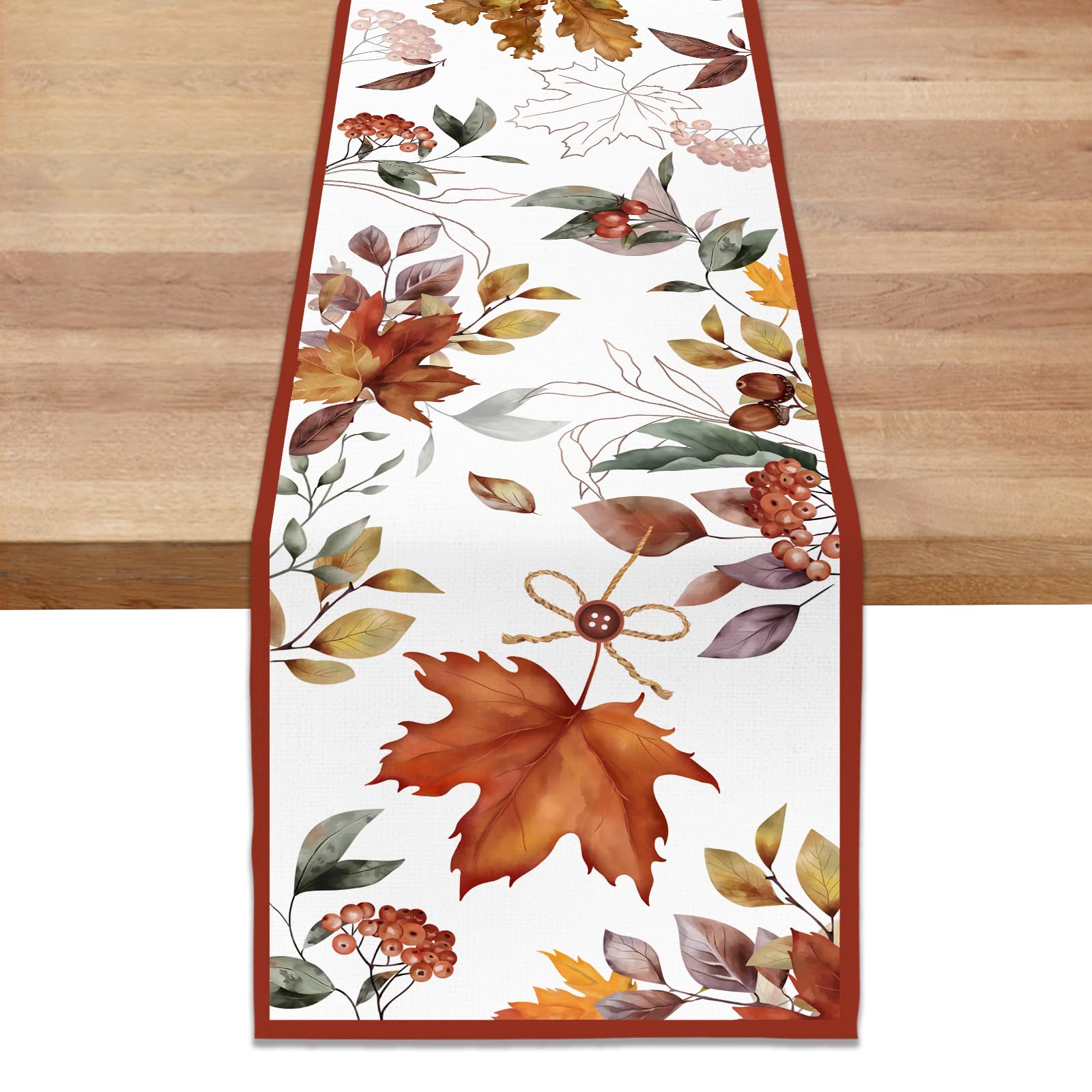 Amazon.com: Bonhause Fall Maple Leaves Table Runner 13x72 Inch Autumn Leaf Thanksgiving Kitchen ...