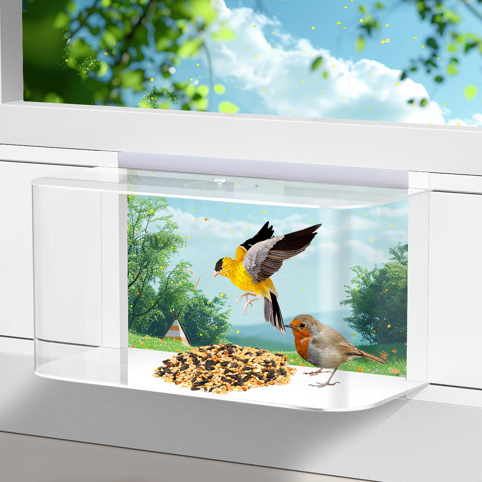 Amazon.com : ZXLOYOS Window Bird Feeder 270° Acrylic Clear View in-Home ...