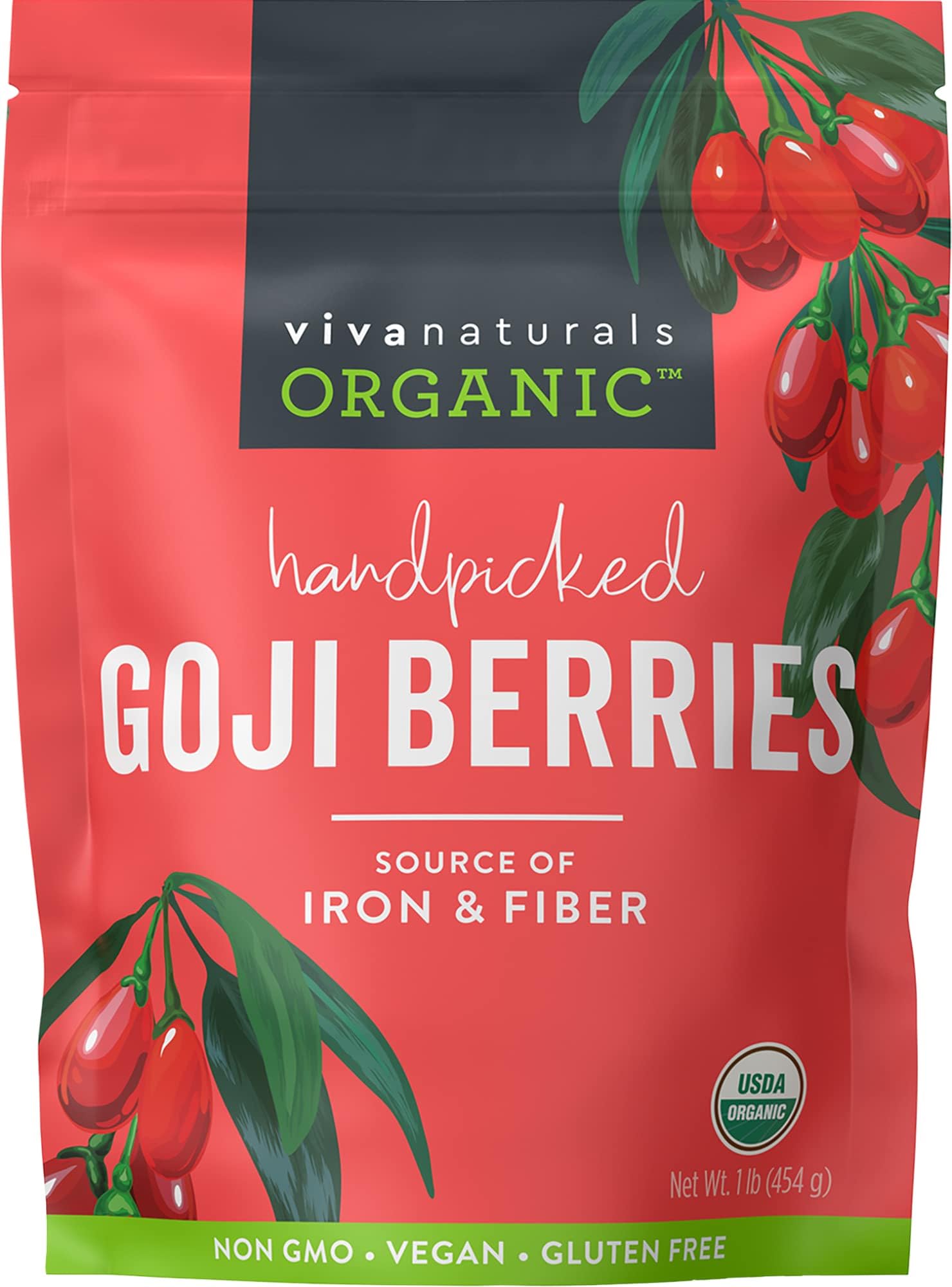 Amazon.com: Viva Naturals Organic Dried Goji Berries, 16 oz (1 lb) Non ...