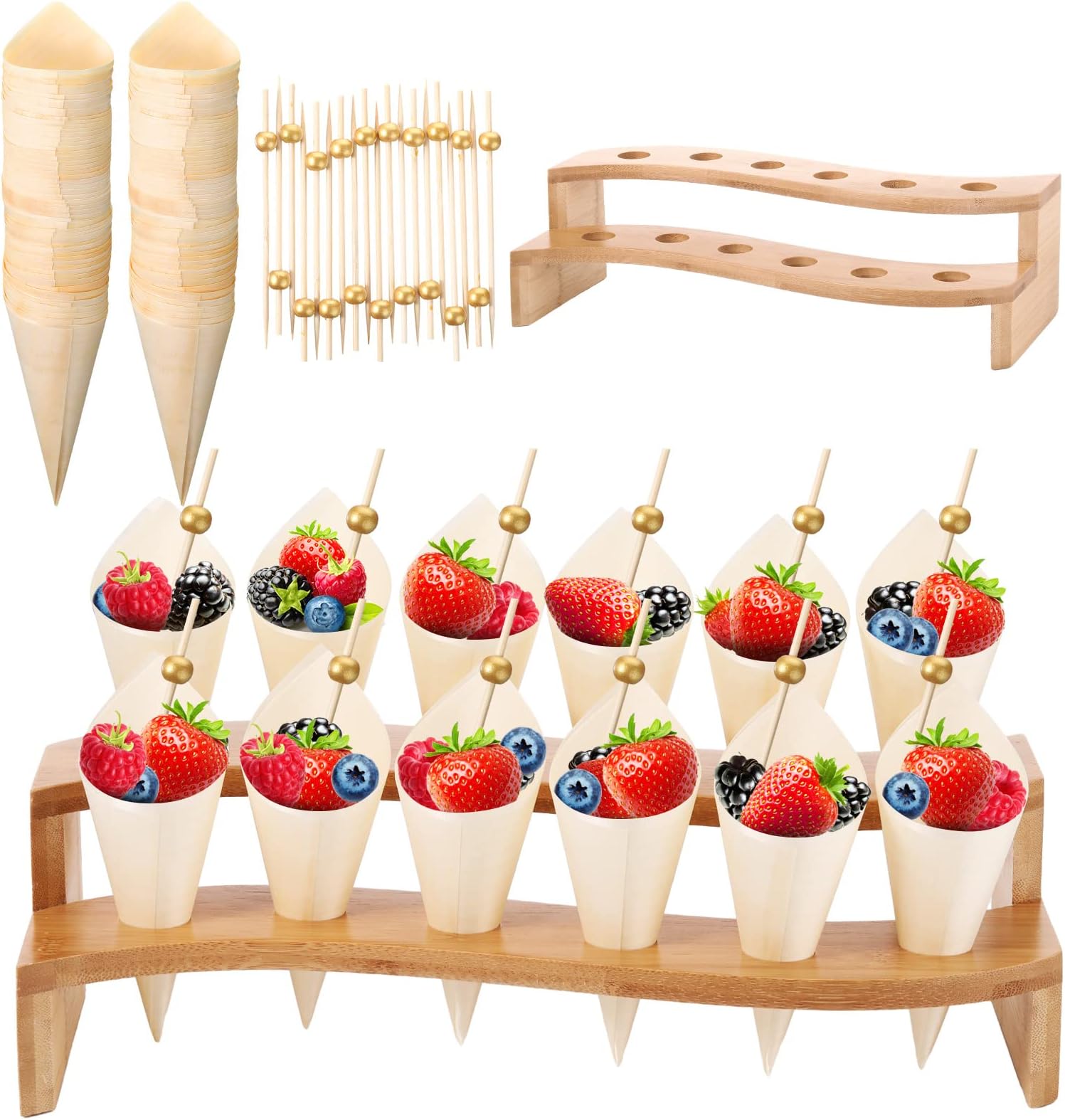 Amazon.com | Gere Bamboo Food Cone Stand, Sushi Hand Roll Display Stand ...